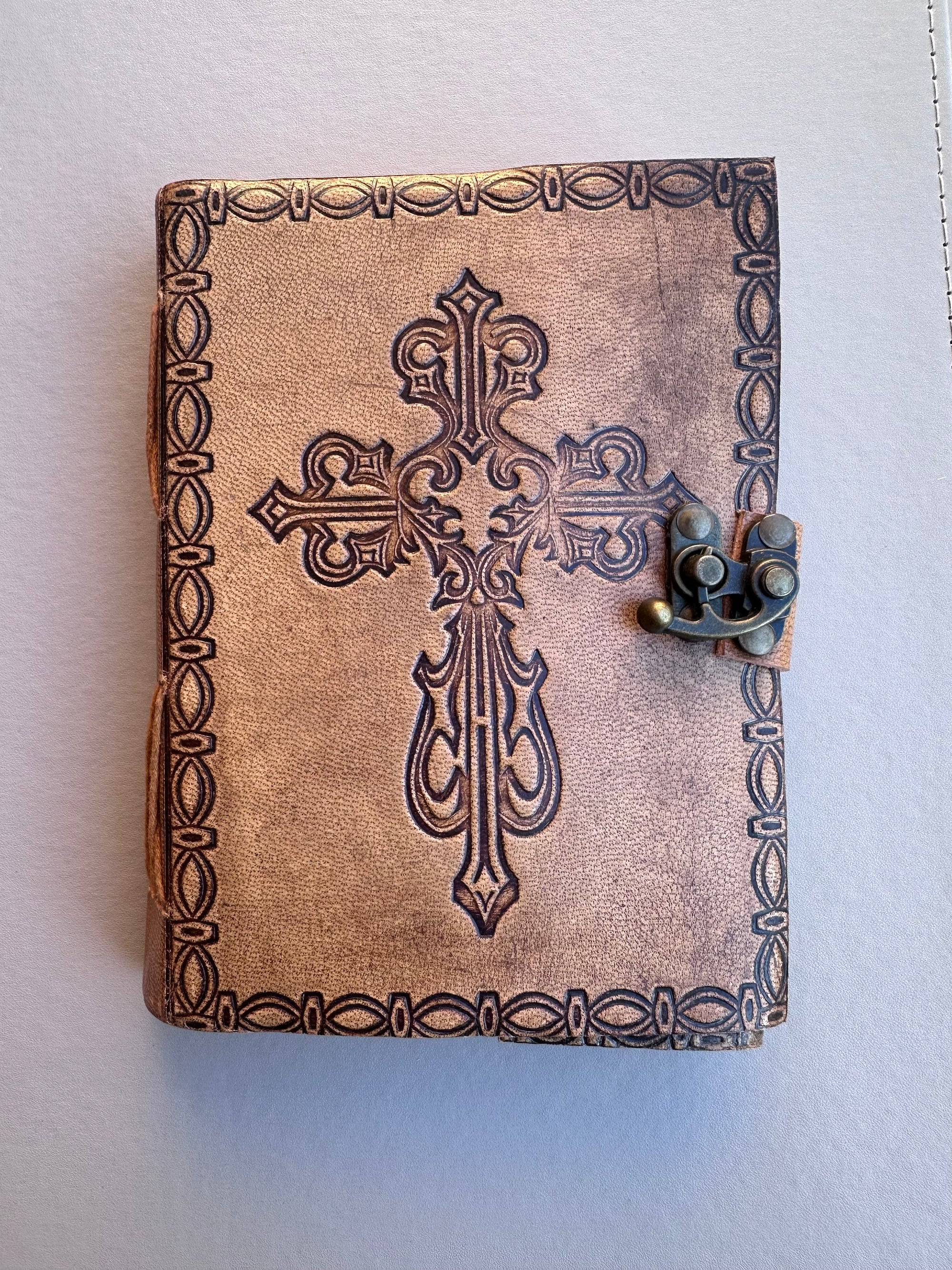 Christian Cross Leather Journal - VintageVilla.co.nz