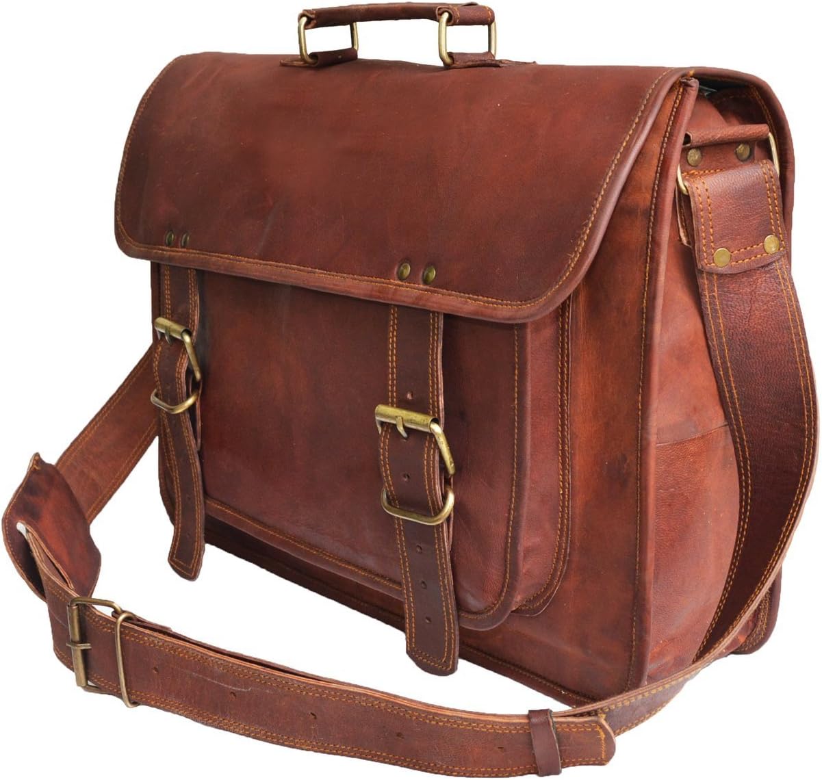 Genuine Leather Laptop Satchel Bag - VintageVilla.co.nz