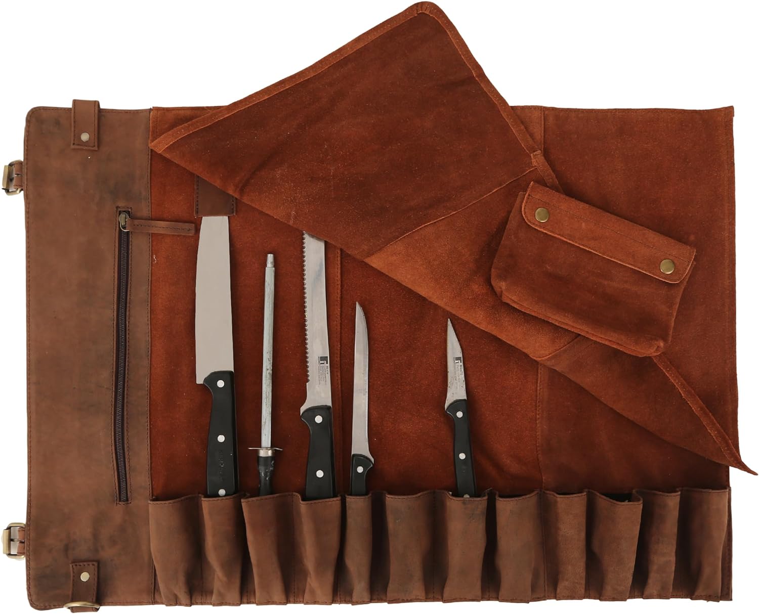 Genuine Buffalo Leather Chef's Knife Roll Set - VintageVilla.co.nz